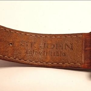 St. John | Accessories | St John Signature Logo Sliver Tone Leather ...